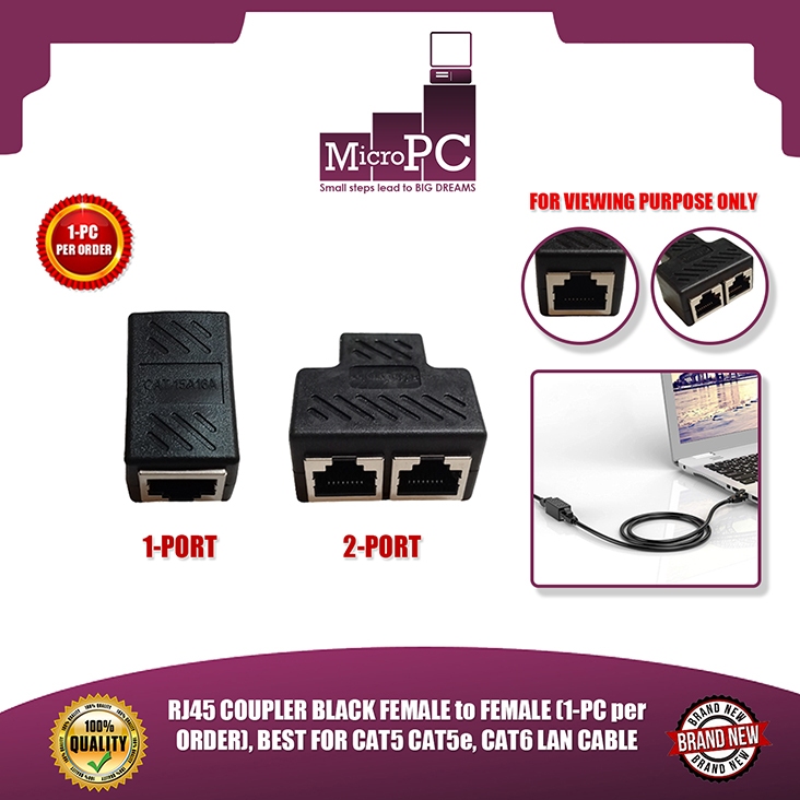 MICRO PC RJ45 COUPLER BLACK FEMALE to FEMALE (1-PC per ORDER), BEST FOR ...