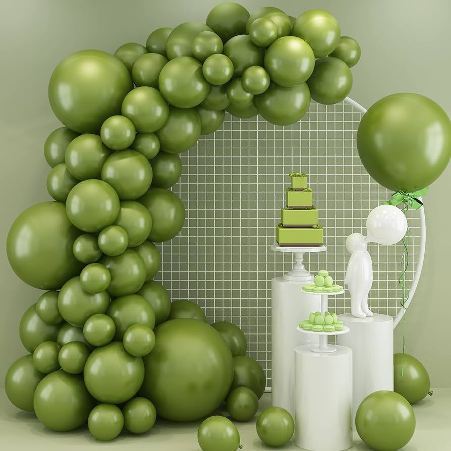 (5 inch / 10 inch / 12 inch) RETRO OLIVE GREEN Color Balloon (100pcs ...