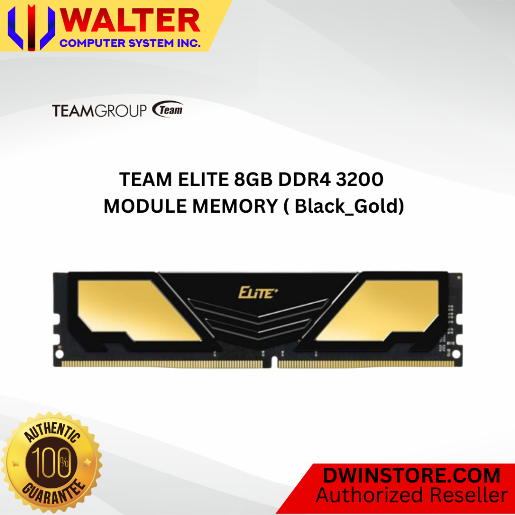 TEAM ELITE 8GB DDR4 3200 MODULE MEMORY ( Black_Gold) | Shopee Philippines