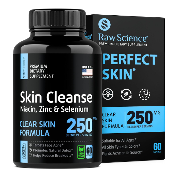 Skin Cleanse Anti Acne Supplement Capsule Cystic & Hormonal Acne Treatment by Raw Science 60ct ...