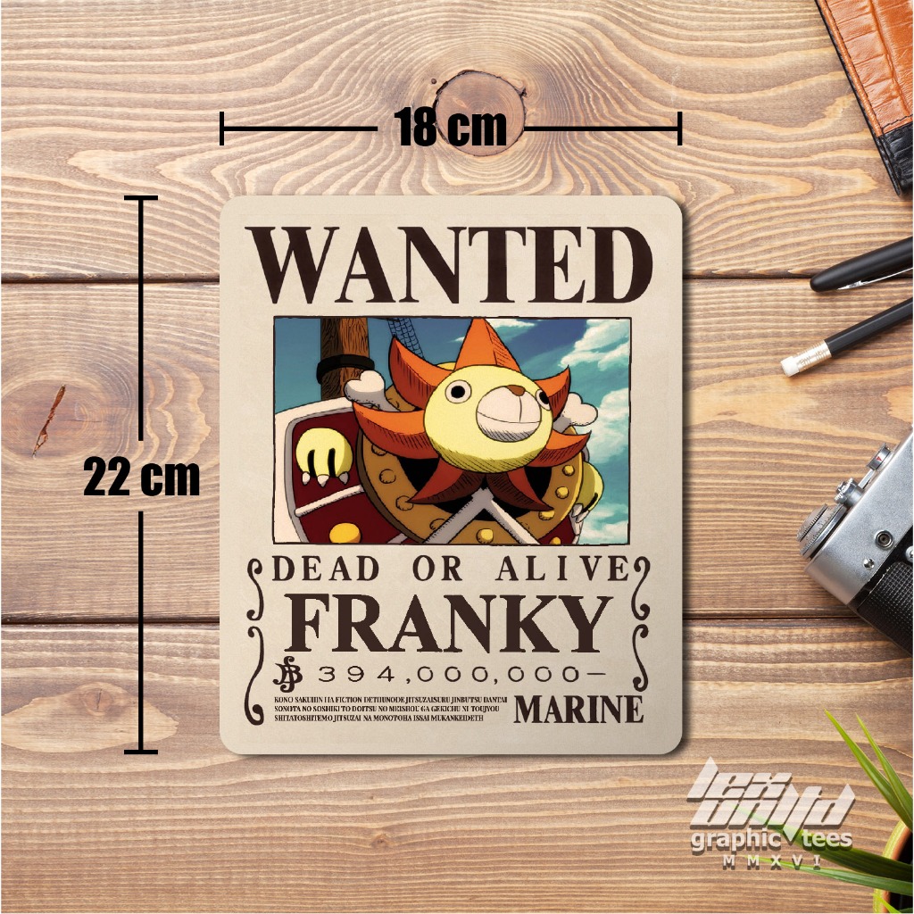 One Piece Strawhat Wanted Custom Mouse Pad (Cyborg Franky Wanted Poster ...