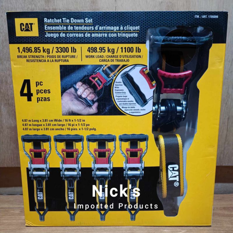 USA CAT Caterpillar 4pcs Ratchet Tie Down Strap Super Heavy Duty For ...