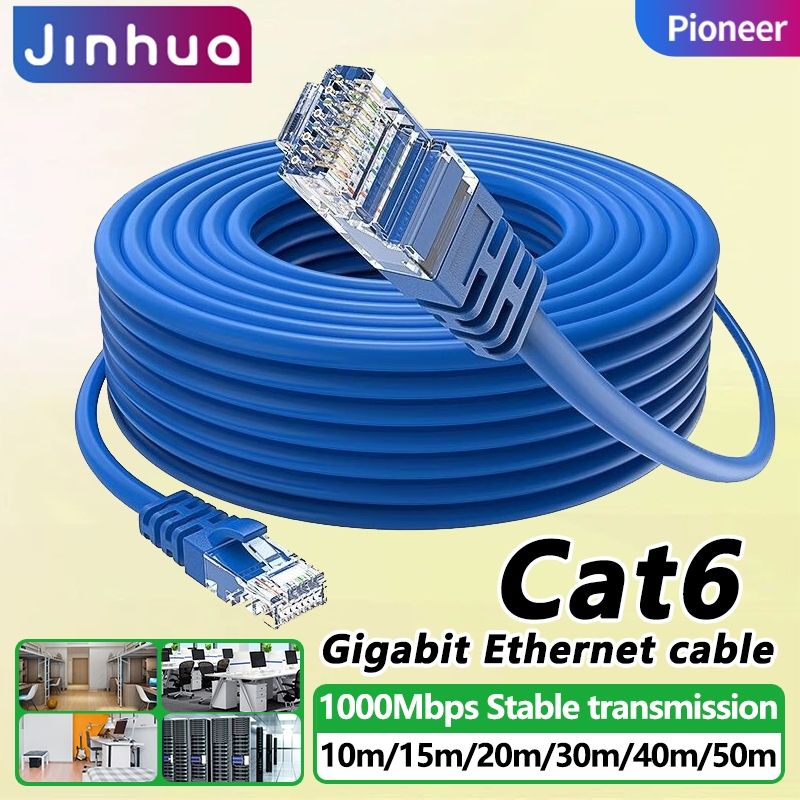 Jinhua Cat6 UTP 10m 15m 20m 30m 40m 50m cable 1000Mbps High speed Ethernet lan RJ45 for PC ...