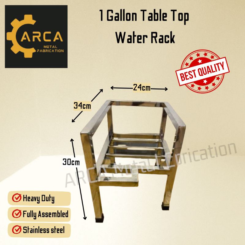 stainless heavy duty one layer water gallon rack table top | Shopee ...