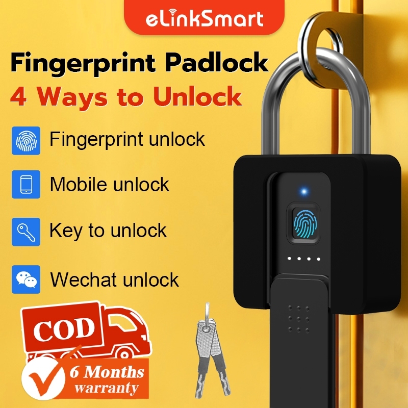 Waterproof Padlock Smart Fingerprint Padlock With Key Heavy Duty Door ...