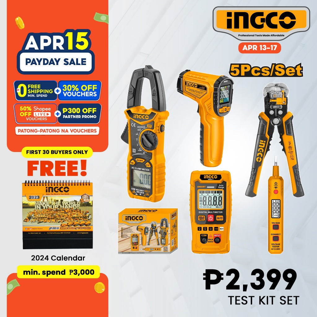 EXCLUSIVE Ingco Electrical Test Kit Digital Clamp Meter Multimeter Test ...