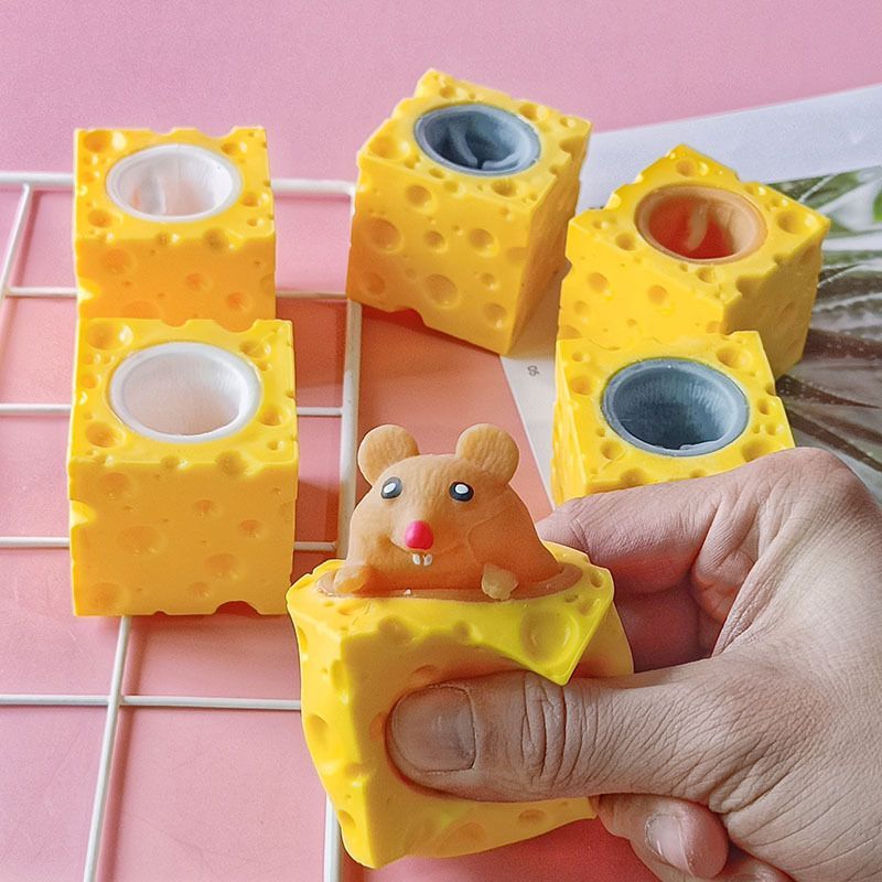 Cute Cartoon Cheese Mouse Cup Pinch Le Squeeze Vent Stress Relief Toy ...