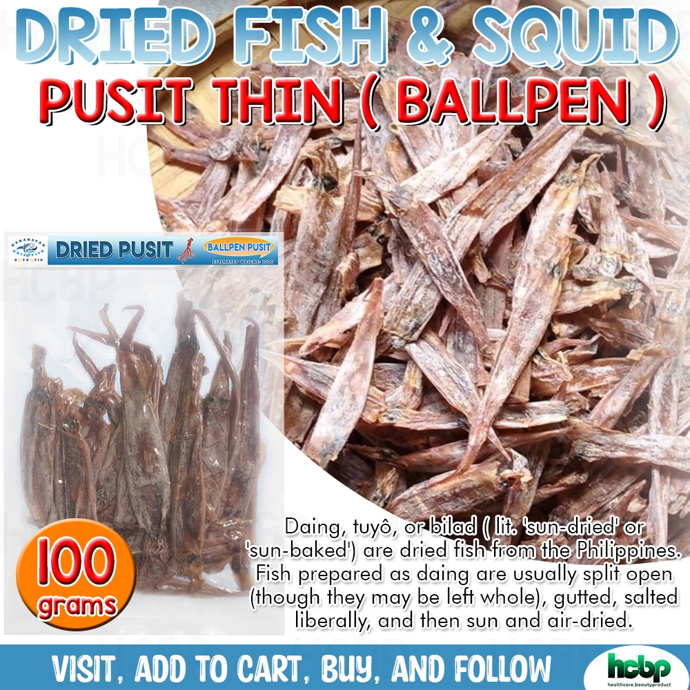 Dried Pusit Ballpen Pusit 100g / 200g Chewy Squid / Sun-dried Squid ...