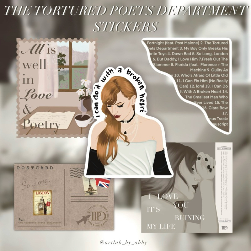 The Tortured Poets Department Taylor Swift Album Fan Art Vinyl Stickers ...