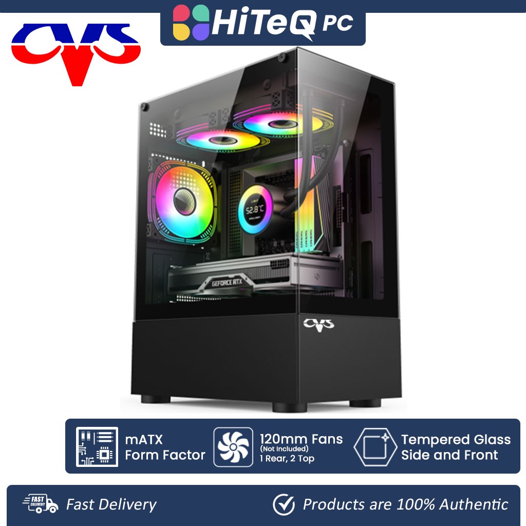 HiteqPC | mATX Gaming Case w/ Tempered Glass Front and Side Panel - CVS ...
