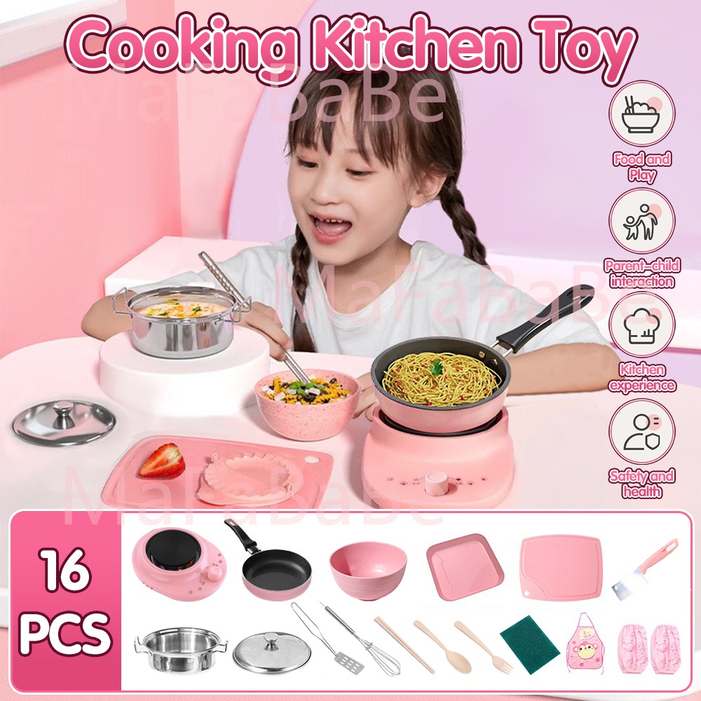 Real Cooking Set for Kids Kitchen Toys Utensils Pretend Play Kids Game ...