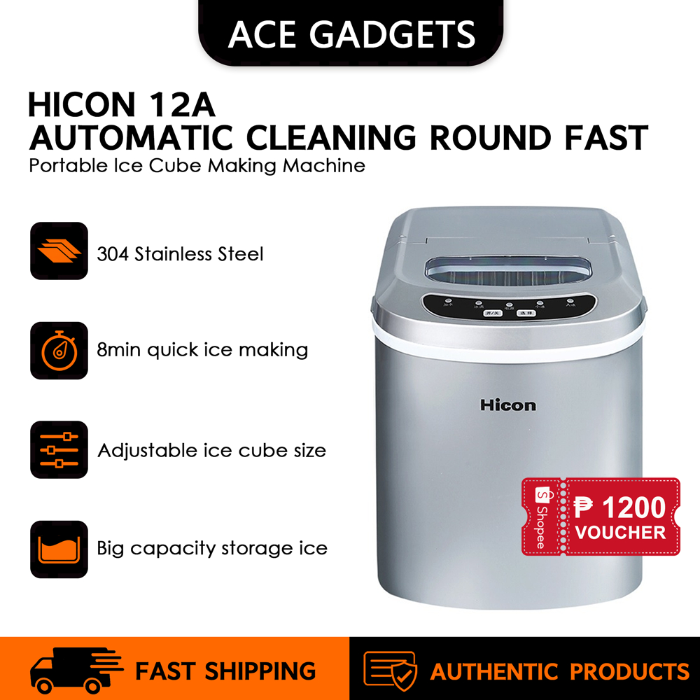 Hicon 12A Portable Ice Maker Machine Automatic Household Ice Storage ...