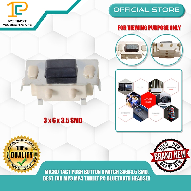 PC FIRST MICRO TACT PUSH BUTTON SWITCH 3x6x3.5 SMD, BEST FOR MP3 MP4 ...