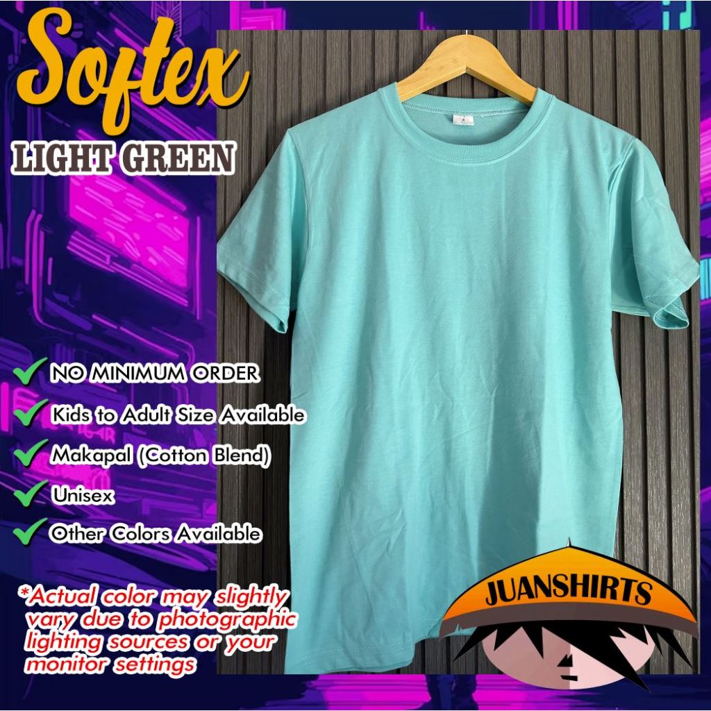 SOFTEX Light Green Plain Round Neck T-Shirt Kids to Adult size | Shopee Philippines