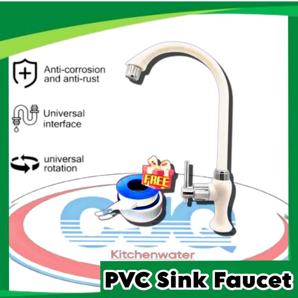 CJQ White PVC Plastic Gooseneck LongBathroom Tap Wall Type /Stand Type ...