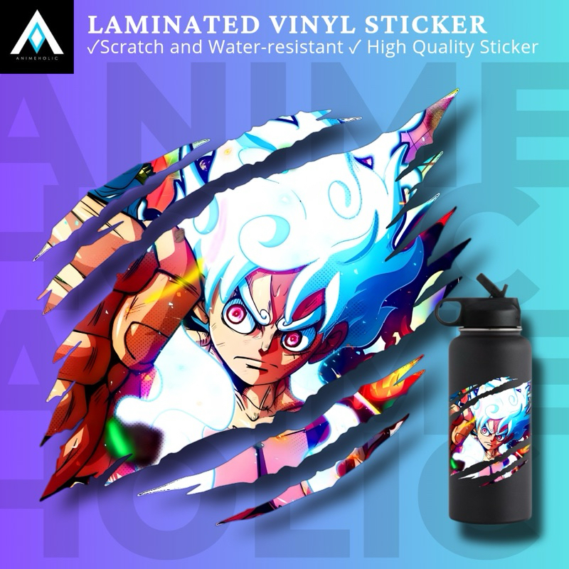 LUFFY GEAR 5 SCRATCH STICKER DESIGN LAMINATED VINYL ~ ANIMEHOLIC ...