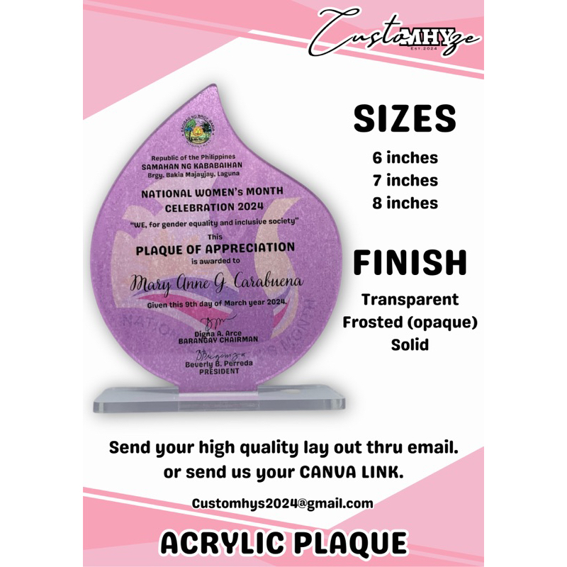 acrylic plaque awards customized | Shopee Philippines