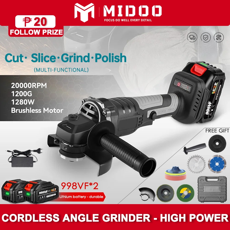 MIDOO 998VF Electric Hand Angle Grinder Portable Cordless Cutting ...