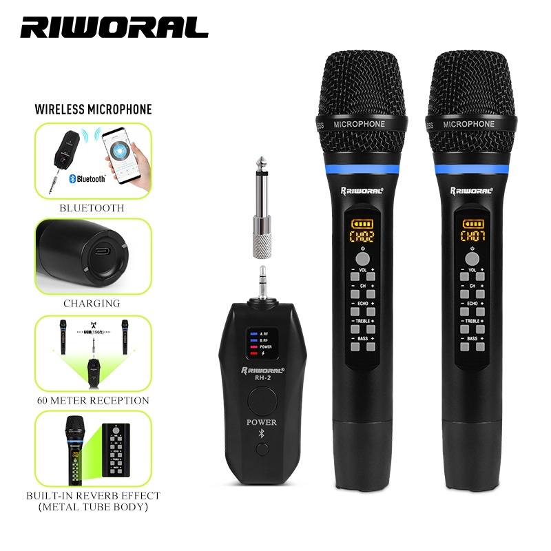 Wireless Dual Uhf Handheld Full Metal Microphone Working Range 50m ...