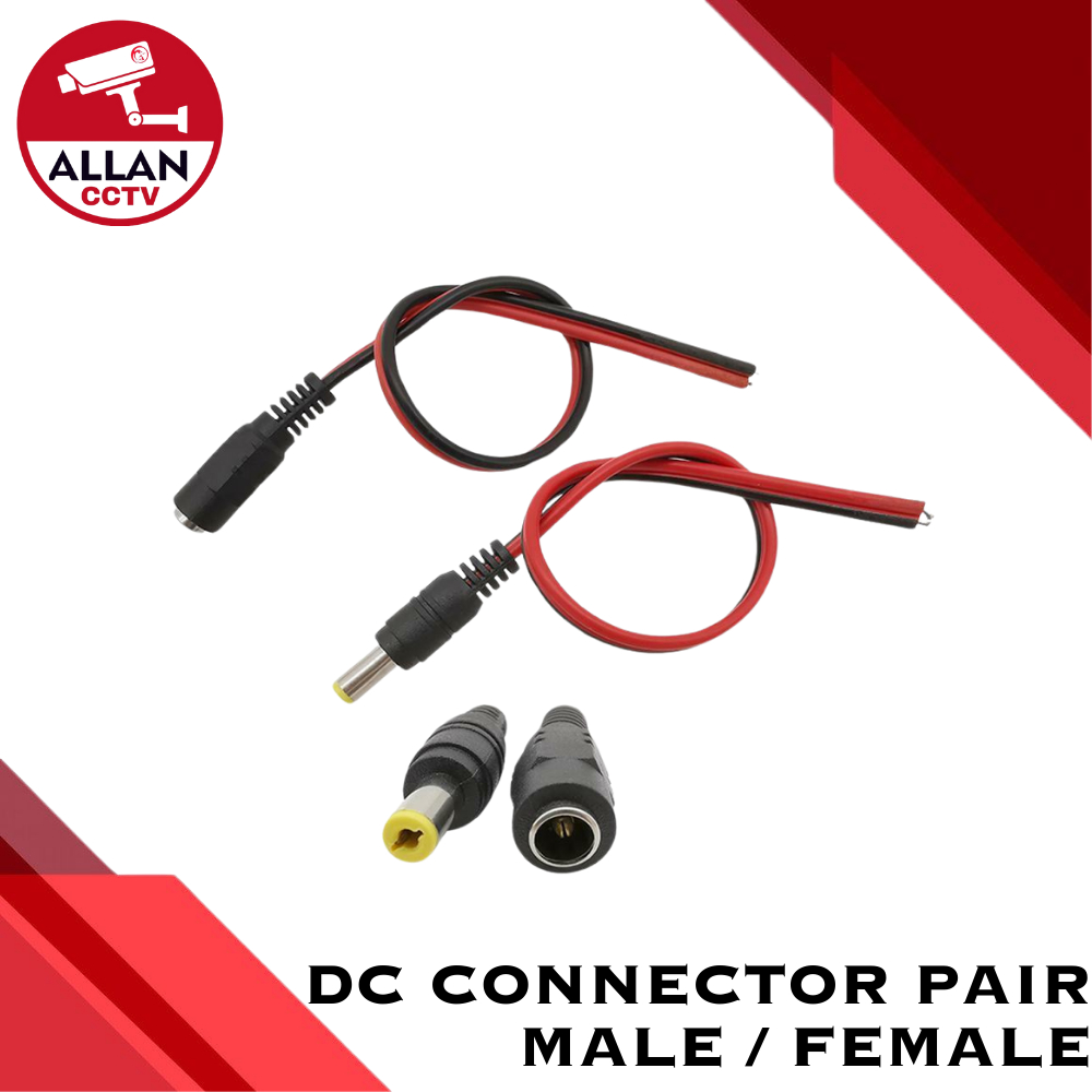 Allan Male Female Plug 12V Dc Power Pigtail Cable Jack For CCTV Camera ...