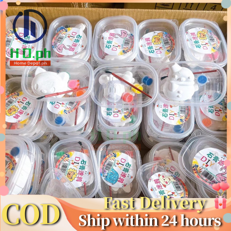 Cartoon coloring plaster doll kid's painting handmade diy educational ...