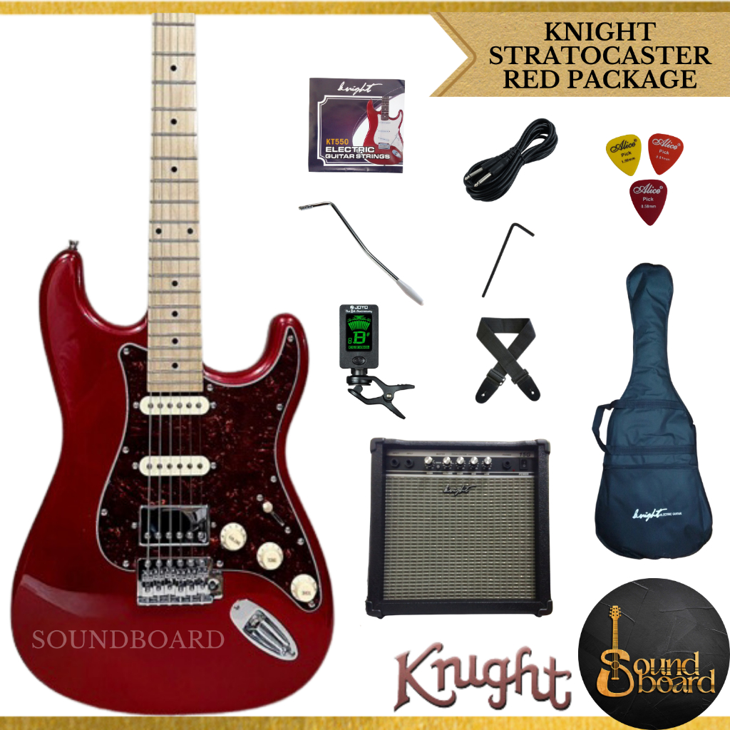 Knight Stratocaster Package Electric Guitar W/ 15w Amplifier | Shopee ...