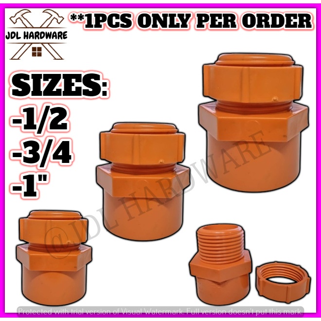 3720 1PCS Orange Electrical Conduit Pipe Male Adapter with Locknut (1/2 ...