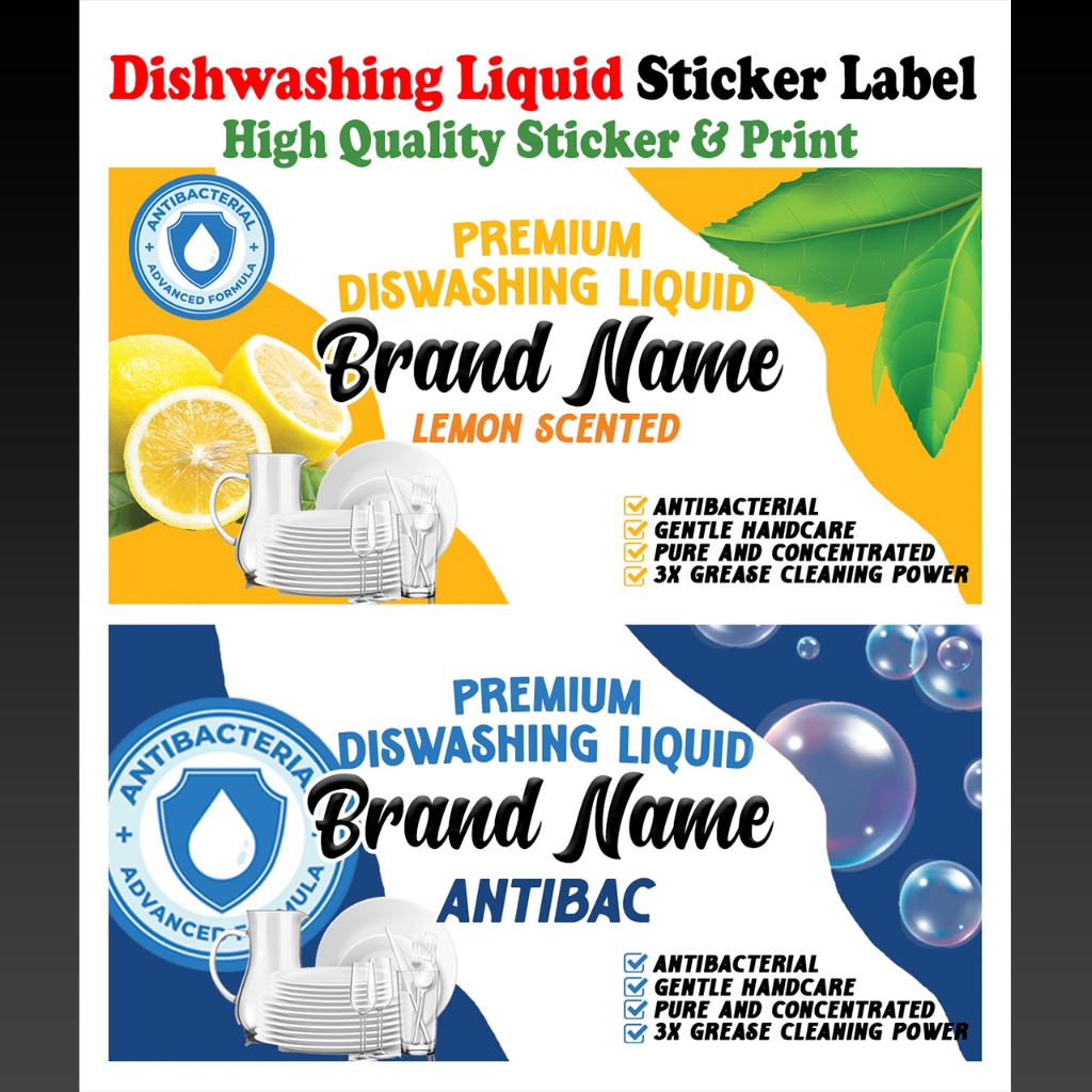 DISHWASHING LIQUID FREE TEMPLATE STICKER LABEL LONG SIZE DURABLE AND ...