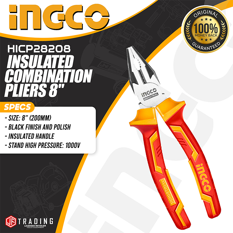INGCO INSULATED COMBINATION PLIERS 8" HICP28208 HD & HIGH QUALITY ...