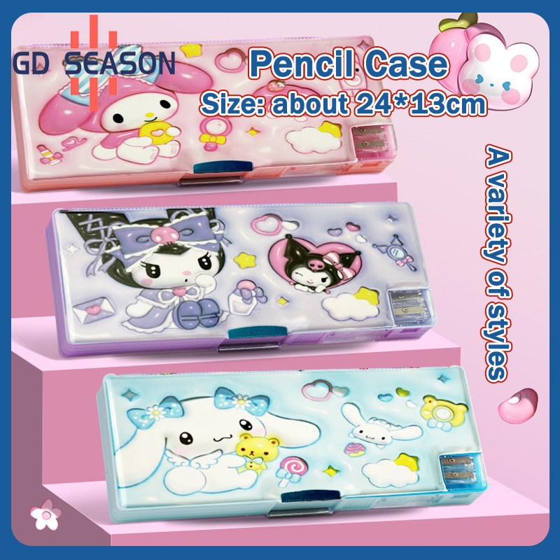 Sanrio Double Sided Opening Magnetic Pencil Case with sharpener Kuromi ...