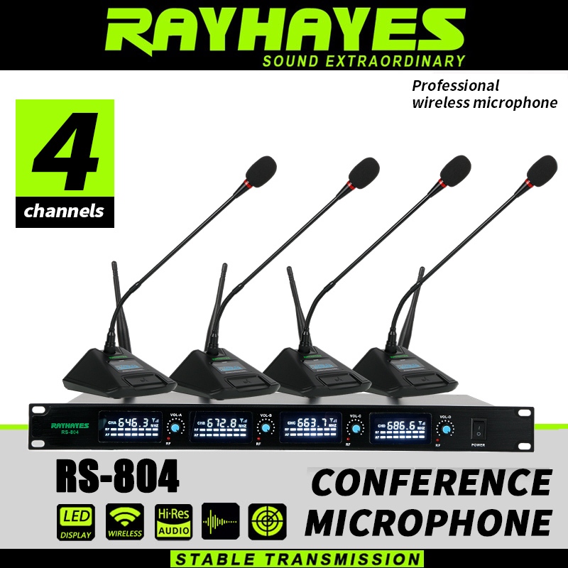 RAYHAYES Desktop Microphone 4 Channel Meeting Gooseneck Microphone For ...