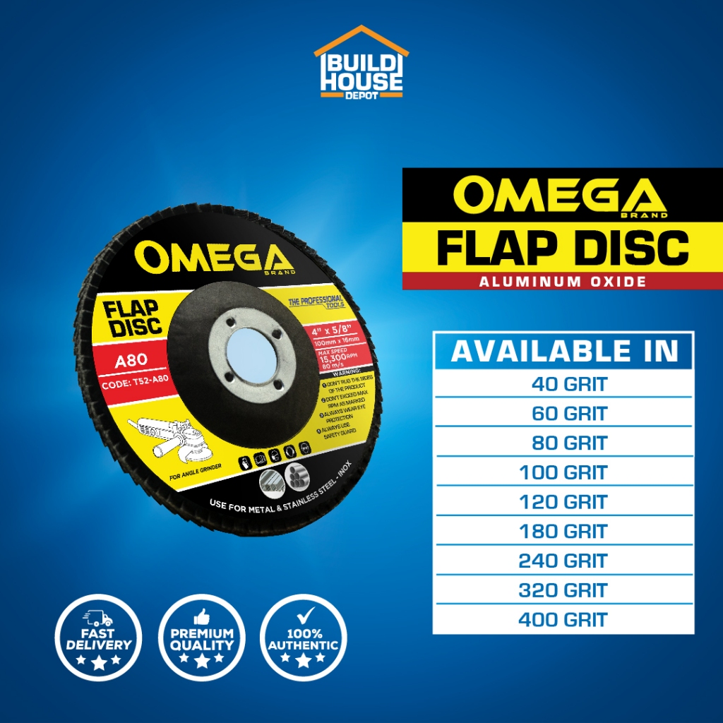 OMEGA Flap Sanding Disc - For Metal and Wood - 4" - 105mm x 5/8" - Grit ...