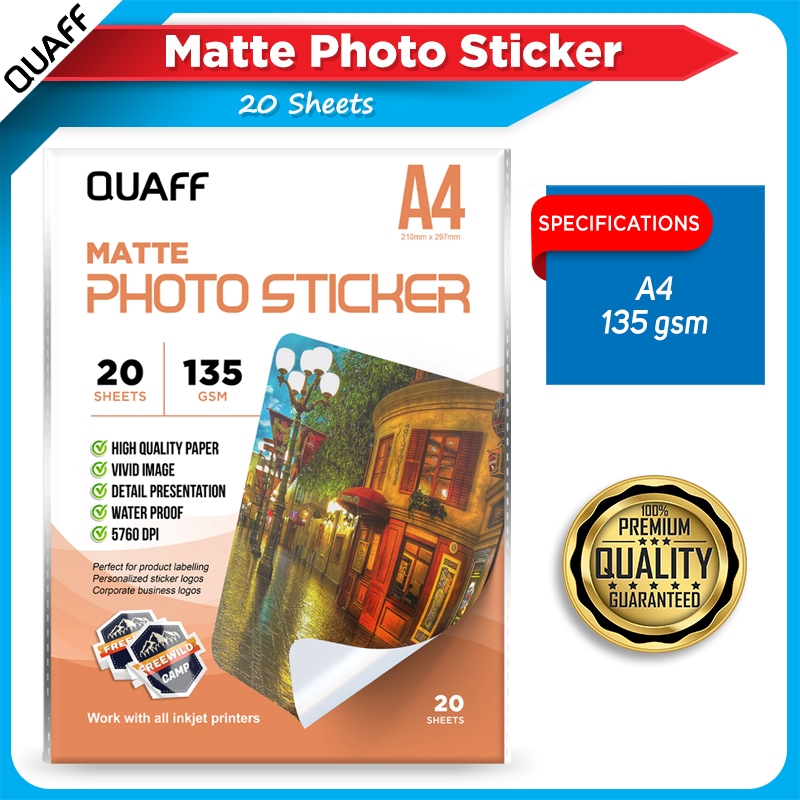 QUAFF（Matte）Photo Sticker 135GSM A4（20sheets） | Shopee Philippines