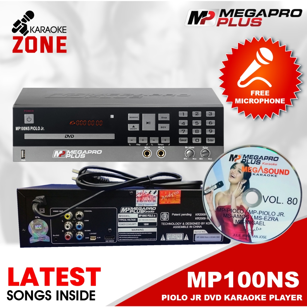 Megapro Plus MP 100 NS / Mp Piolo Jr / with Free Wired Microphone / Megapro Plus karaoke player ...