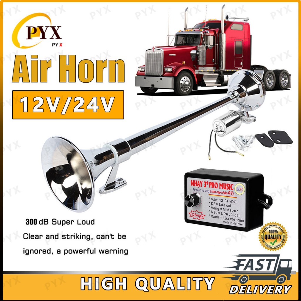 300DB 12V 24V 64cm Truck Air Horn Subwoofer Horn Tubes Universal Car ...