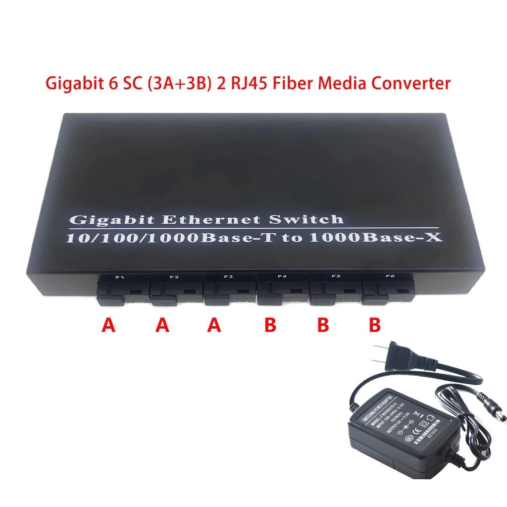 Non-Gigabit Fiber Switch 6 SC (3A3B) Port 2 RJ45 Port 10/100M Fiber ...