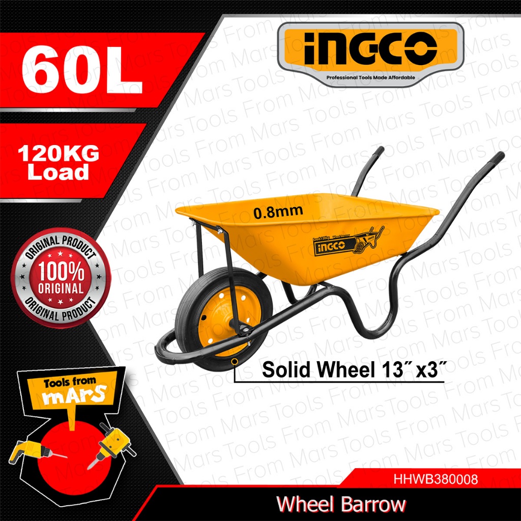 INGCO 120KG Wheel Barrow Garden Cart Kartilya HHWB380008 -TFM-IHT ...
