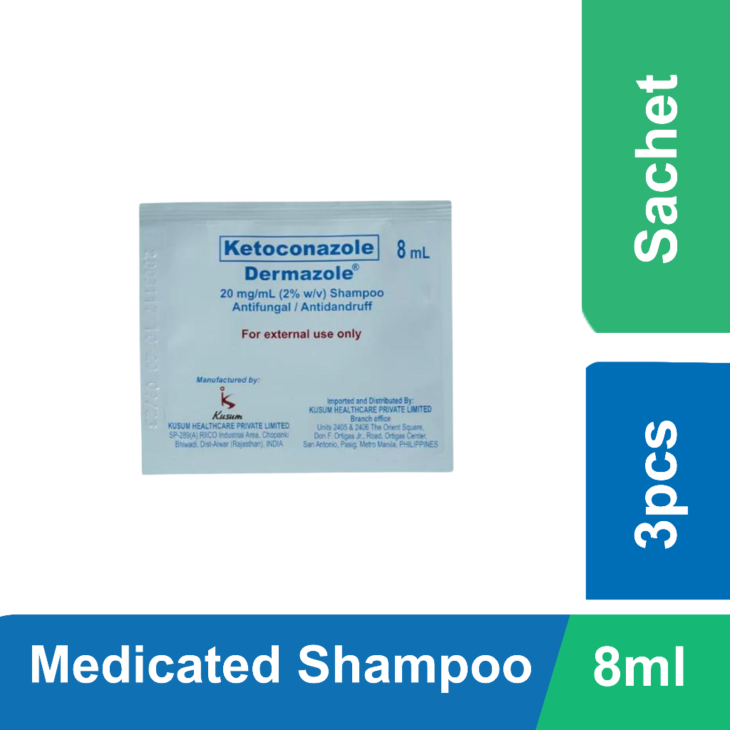 Dermazole 8ml l 3pcs l Ketoconazole Medicated Shampoo Sachet | Shopee ...