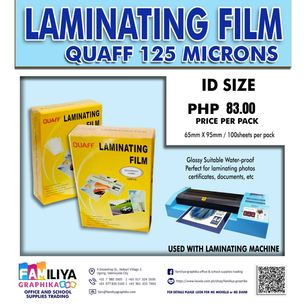 QUAFF Laminating Film ID Size | Shopee Philippines