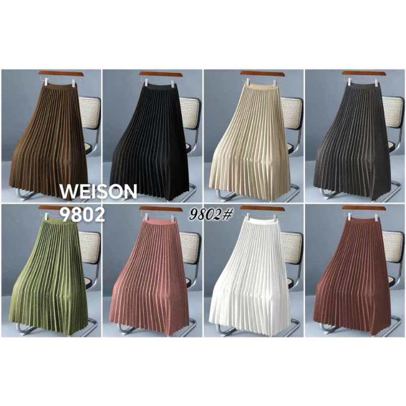 WEISON PLEATED LONG SKIRT GARTERIZED WAIST #W9802 | Shopee Philippines