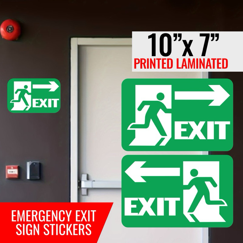 SIGNAGES STICKERS SET ( PUSH PULL, RESTROOM, ENTRANCE EXIT, EMERGENCY ...
