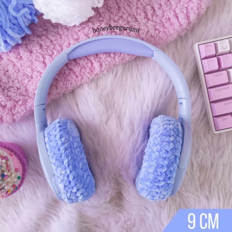VELVET CROCHET HEADSET COVER for Bigger Headphone 9.5cm x 8cm OVAL for ...