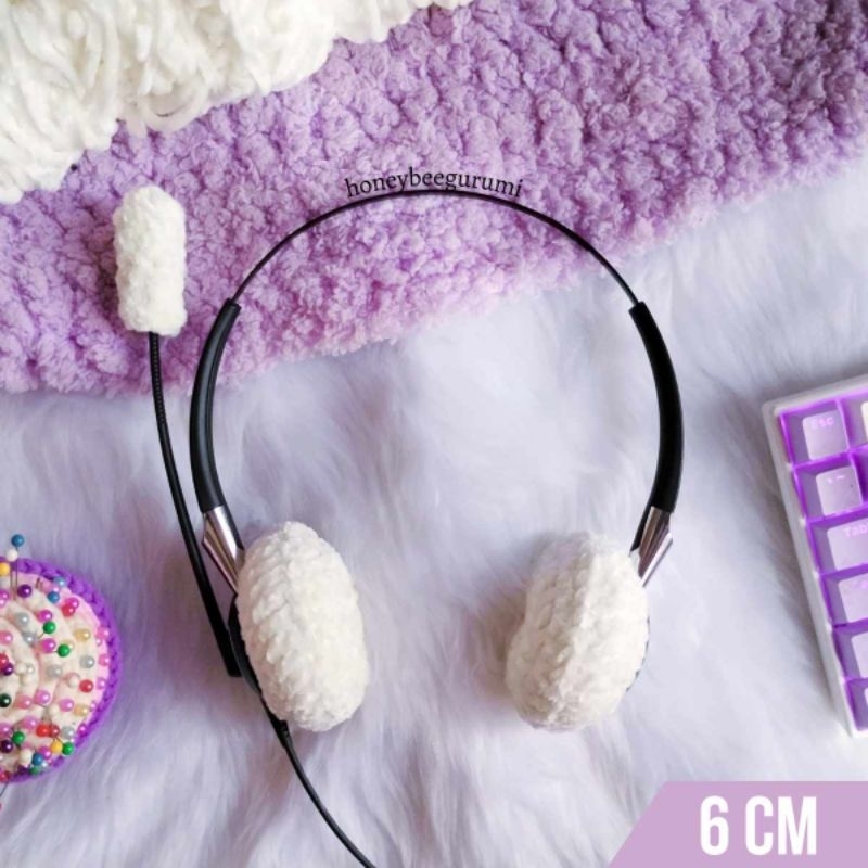 SOFT VELVET CROCHET HEADSET COVER 6 cm 2.5 inches Mic Cover Foamies ...