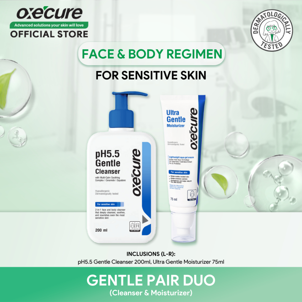 OXECURE Gentle Pair Duo [Cleanser + Moisturizer for Sensitive Skin ...