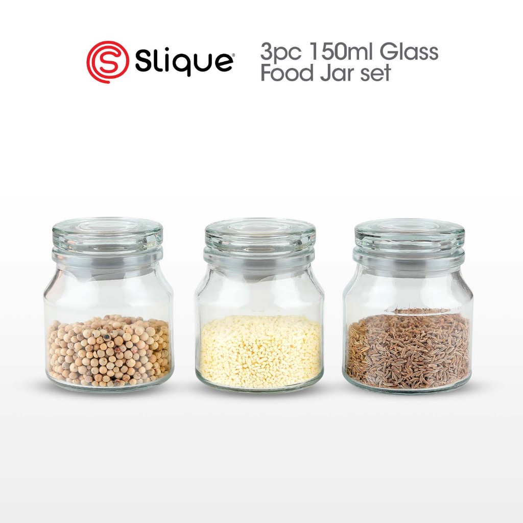 SLIQUE Premium Glass Jar w/ Glass Lid Set Storage Essentials | Shopee ...