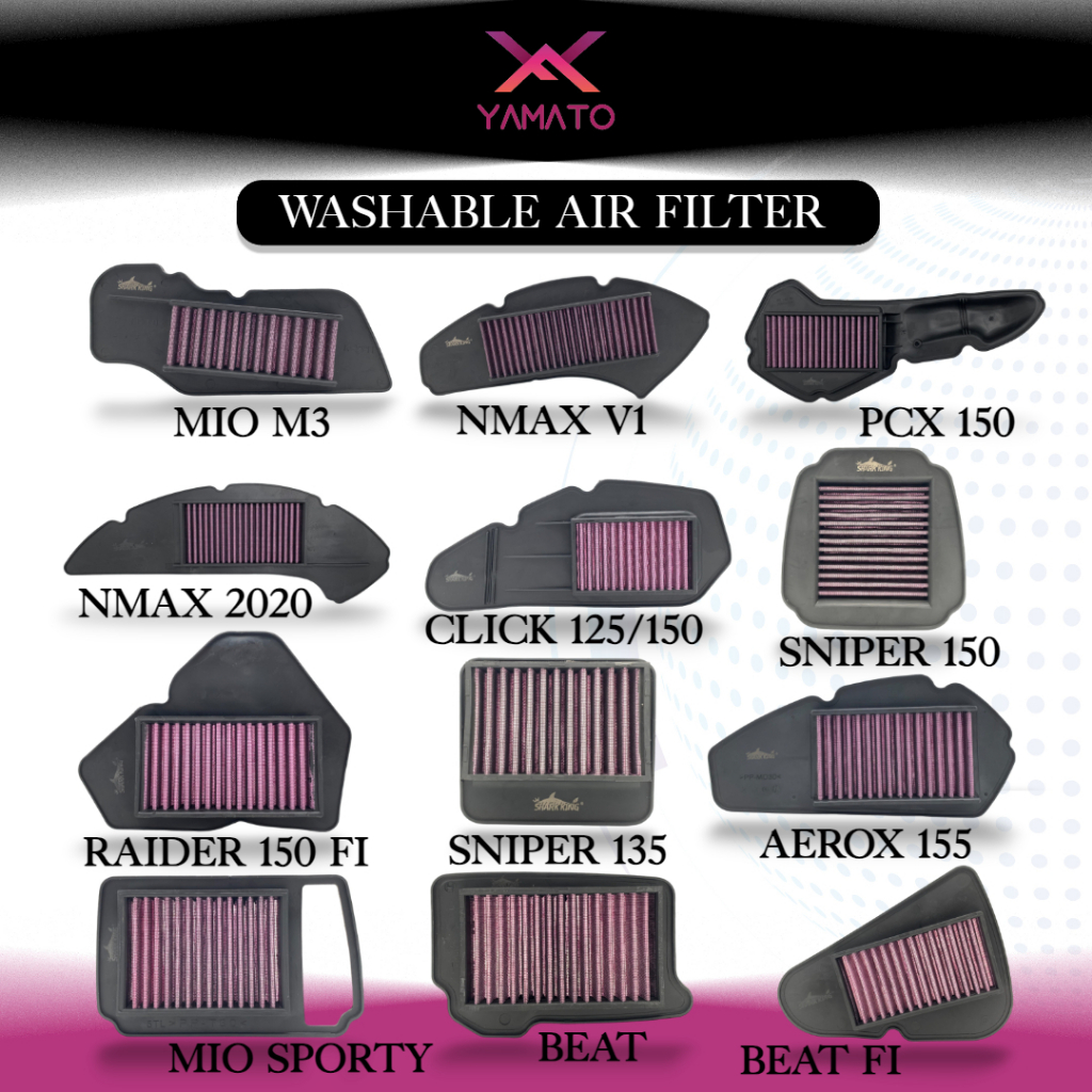 YAMATO MOTORCYCLE WASHABLE AND REUSABLE AIR FILTER | Shopee Philippines