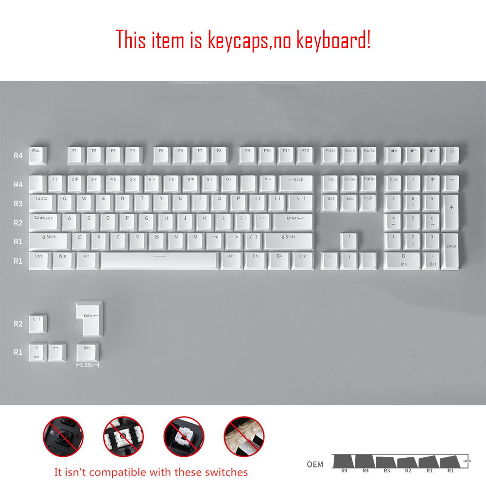 FEKER ABS Keycaps 113 Keys OEM Profile Backlight for RK61 RK71 61/87 ...