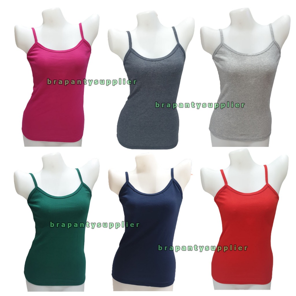 DAshop Plain Sando Spaghetti Cotton Spandex 1pc Freesize fits small up to large tank camisole ...