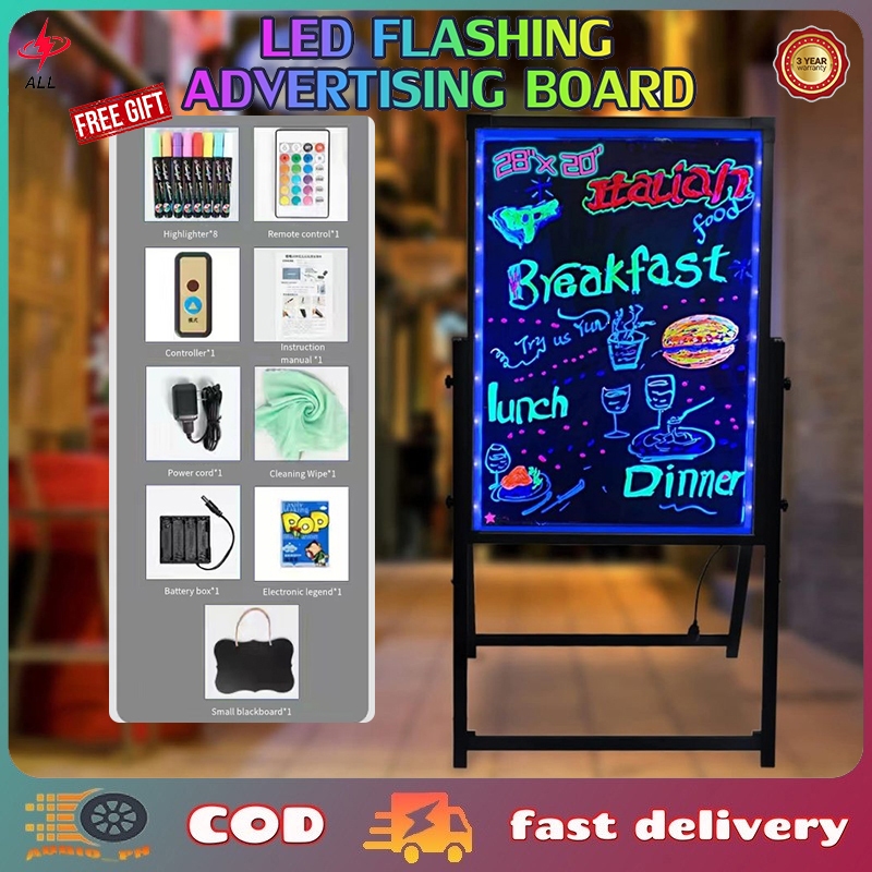 LED Neon Light Writing Board with stand Drawing Board LED Lighting Menu ...