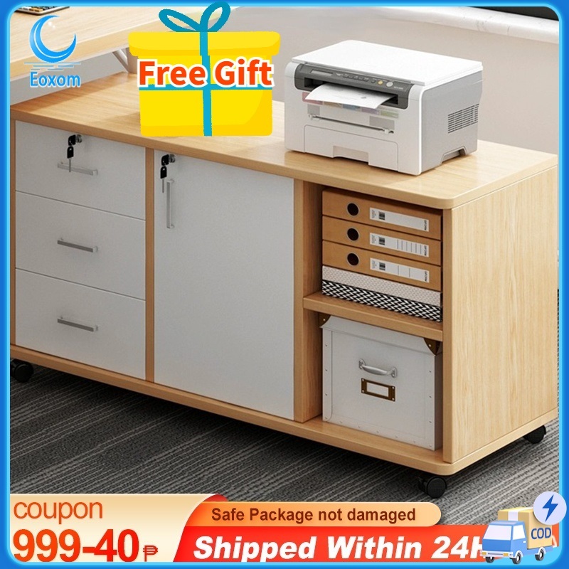 Wooden File Cabinet Home Office Cabinet with Lock Drawer Mobile Storage ...